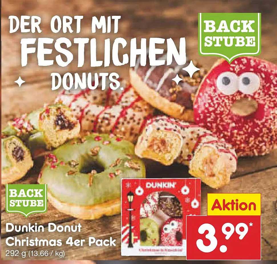 Dunkin Donut Christmas 4Er Pack Angebot bei Netto Marken-Discount ...