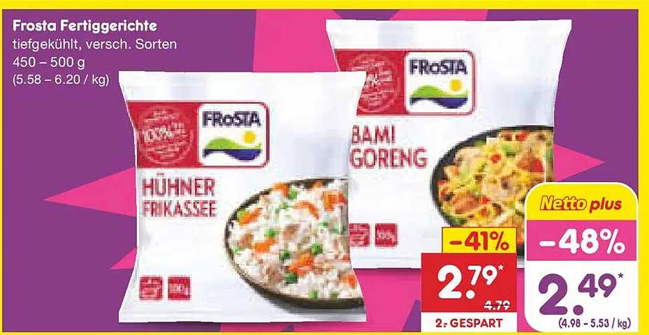 Frosta Fertiggerichte - Hühnerfrikassee & Bami Goreng Angebot bei Netto Marken-Discount ...