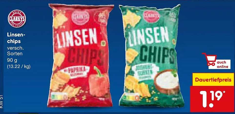 Linsen-Chips Verschiedene Sorten 90 G Angebot bei Netto Marken-Discount ...