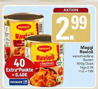 Maggi Ravioli Verschiedene Sorten 800 G Dose Angebot bei AEZ ...