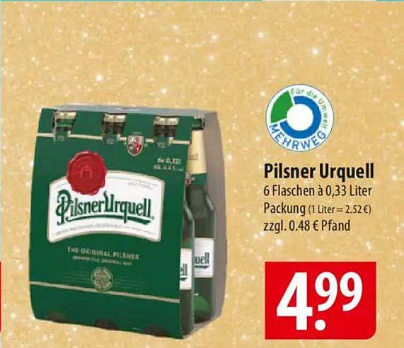 Pilsner Urquell 6Er-Pack (0,33 Liter Flaschen) Angebot bei Famila Nord ...