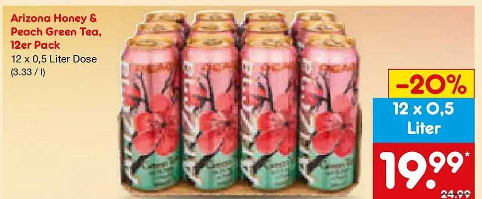 Arizona Honey & Peach Green Tea, 12Er Pack Angebot bei Netto Marken ...