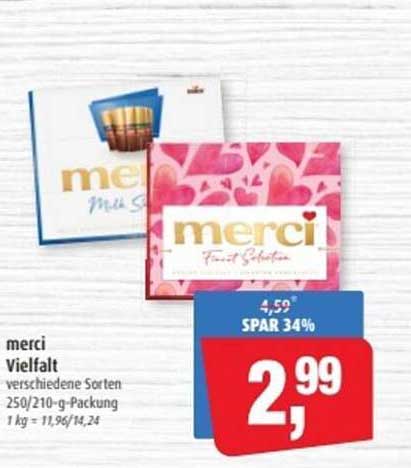 Merci Vielfalt Verschiedene Sorten 250/210-G-Packung Angebot bei ...