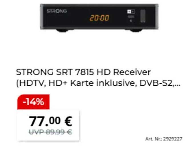 Strong Srt 7815 Hd Receiver (Hdtv, Hd+ Karte Inklusive, Dvb-S2 ...