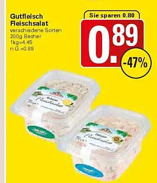 Gutfleisch Fleischsalat Verschiedene Sorten 200G Becher Angebot bei WEZ ...