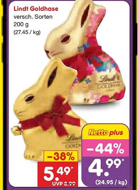 Lindt Goldhase Versch. Sorten 200 G Angebot bei Netto Marken-Discount ...