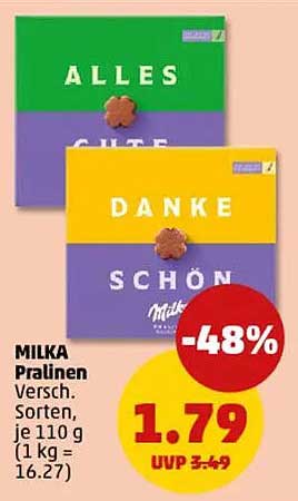 Milka Pralinen - Verschiedene Sorten, Je 110 G Angebot bei Penny