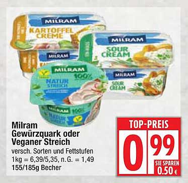 Milram Gewürzquark Oder Veganer Streich – Verschiedene Sorten Und ...