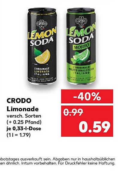 Crodo Limonade Angebot bei Kaufland