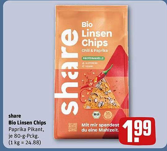 Bio Linsen Chips Chili & Paprika Angebot bei REWE Kaufpark