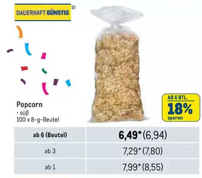 Popcorn Angebot bei METRO