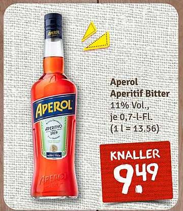 Aperol Aperitif Bitter 11% Vol., Je 0.7-L-Fl. Angebot bei REWE ...