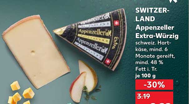 Switzerland Appenzeller Mild-Würzig Schweiz. Schnitt-Käse, Mind. 3 ...