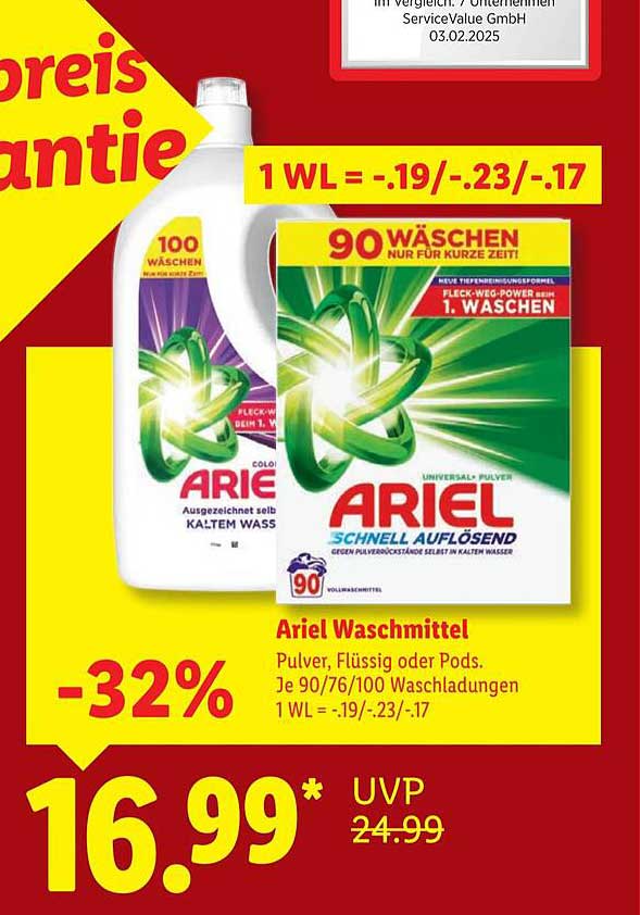 Ariel Waschmittel Angebot bei Lidl - ProspektGuru.de