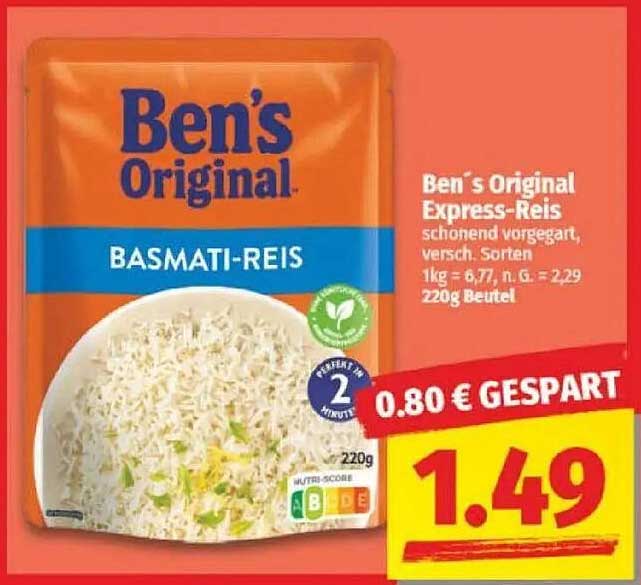 Ben's Original Express-Reis Basmati-Reis 220G Beutel Angebot bei NP ...