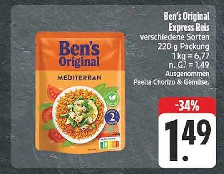 Ben's Original Express Reis Verschiedene Sorten 220 G Beutel/Packung ...