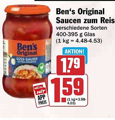 Ben‘s Original Saucen Zum Reis Verschiedene Sorten 400-395 G Glas ...