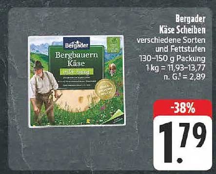 Bergader Käse Scheiben Verschiedene Sorten Und Fettstufen Angebot bei ...