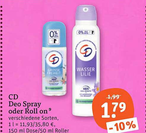 Cd Deo Spray Oder Roll On 9 Verschiedene Sorten Angebot bei tegut ...