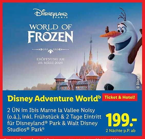 Disney Adventure World Ticket & Hotel Angebot bei Lidl - ProspektGuru.de