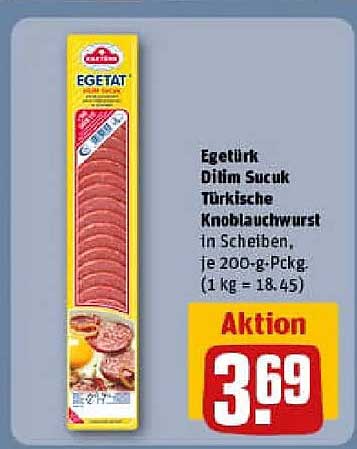 Egetürk Dilim Sucuk Türkische Knoblauchwurst In Scheiben, Je 200-G-Pckg ...