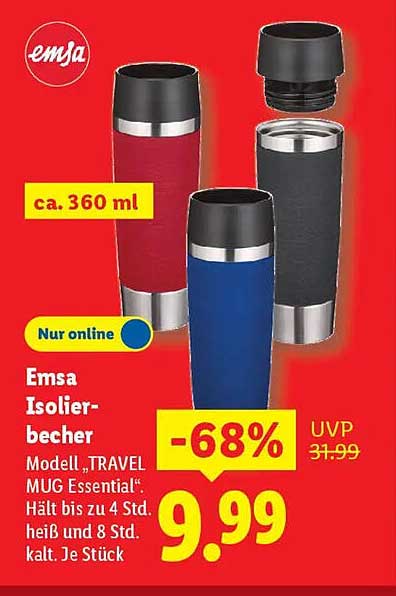 Emsa Isolierbecher Modell „Travel Mug Essential“ Angebot bei Lidl ...
