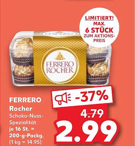Ferrero Rocher Schoko-Nuss-Spezialität Je 16 St. = 200-G-Pack. Angebot ...