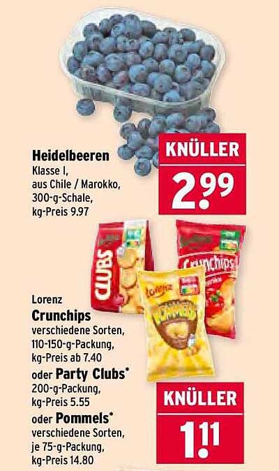 Heidelbeeren Klasse I, Aus Chile / Marokko, 300-G-Schale Angebot bei ...