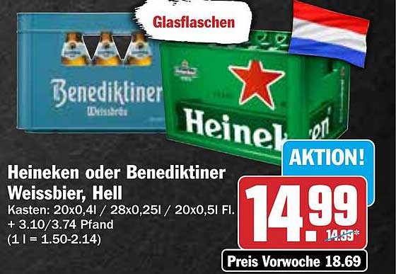 Heineken Oder Benediktiner Weissbier, Hell Angebot bei Hit ...