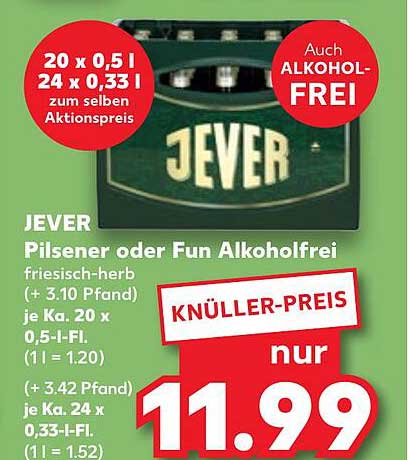 Jever Pilsener Oder Fun Alkoholfrei Frisch-Herb Angebot bei Kaufland ...