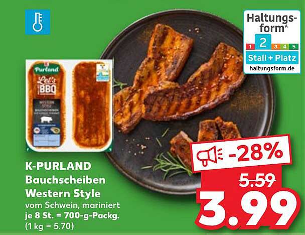 K-Purland Bauchscheiben Western Style Vom Schwein, Mariniert Je 8 St ...