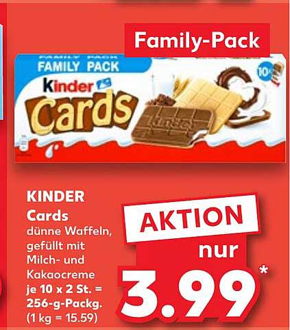 Kinder Cards Dünne Waffeln, Gefüllt Mit Milch- Und Kakaocreme Je 10 X 2 ...