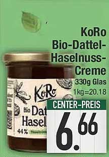 Koro Bio-Dattel-Haselnuss-Creme Angebot bei E-Center - ProspektGuru.de
