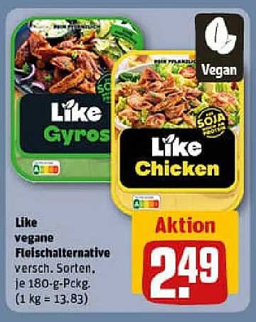 Like Vegane Fleischalternative Versch. Sorten, Je 180-G-Pckg. Angebot ...