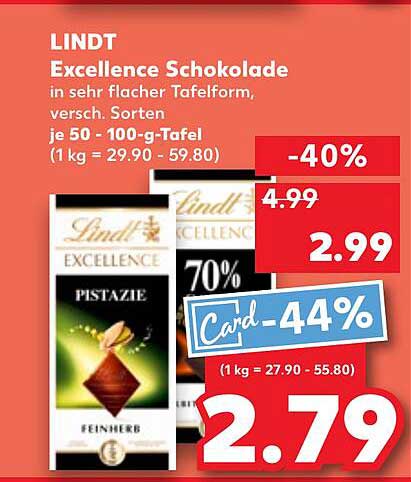 Lindt Excellence Schokolade In Sehr Flacher Tafelform, Versch. Sorten ...