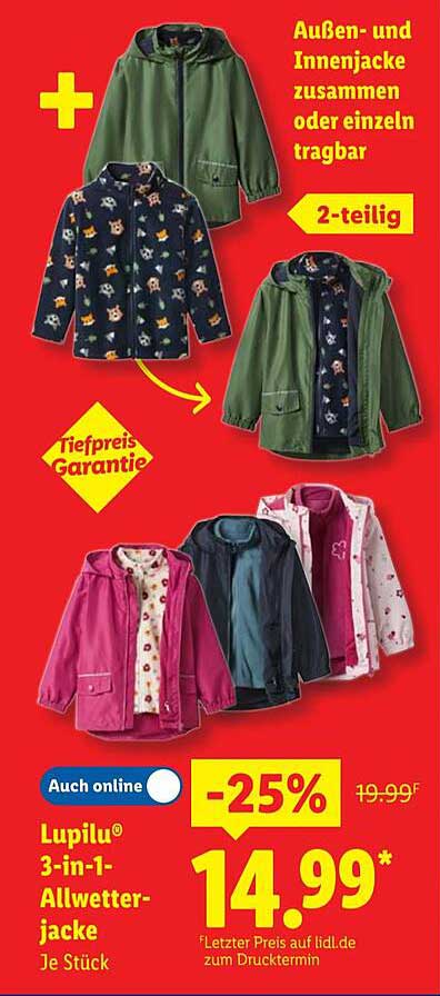 Lupilu® 3-In-1-Allwetterjacke Angebot bei Lidl - ProspektGuru.de