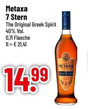 Metaxa 7 Stern The Original Greek Spirit 40% Vol. 0,71 Flasche Angebot ...