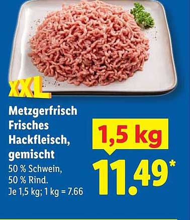 Metzgerfrisch Frisches Hackfleisch, Gemischt 50 % Schwein, 50 % Rind ...