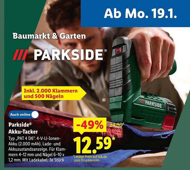 Parkside® Akku 20 V/4 Ah Typ „Pap 204 A1“ 20-V-Li-Ionen-Akku Mit Led-Zustandsanzeige. Je Stück ...