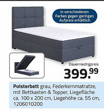 Boxspringbett Grau, Federkernmatratze, Mit Topper, Liegefläche Ca. 180 ...