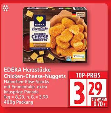 Edeka Herzstücke Chicken-Cheese-Nuggets Hähnchen-Käse-Snacks Mit ...