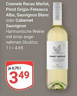Cramele Recas Merlot, Pinot Grigio-Feteasca Alba, Sauvignon Blanc Oder ...