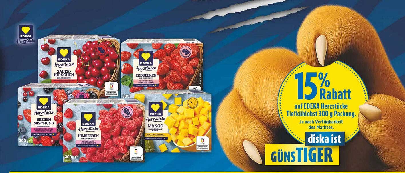 Edaka Herzstücke Tiefkühlobst 300 G Packung Angebot bei diska ...