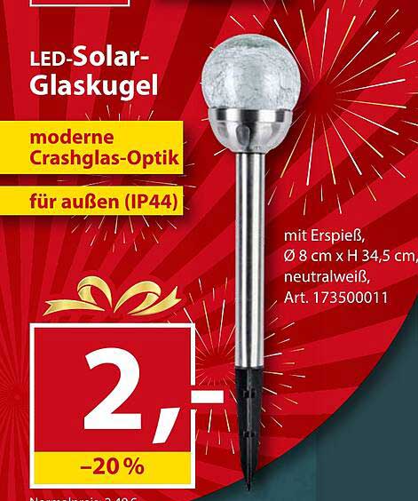 Led-Solar-Glaskugel Angebot bei Sonderpreis Baumarkt - ProspektGuru.de