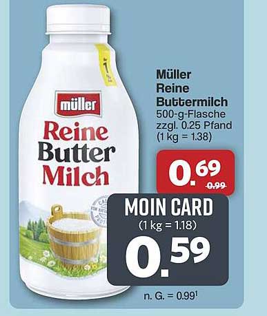 Müller Reine Buttermilch 500-G-Flasche Angebot bei Famila Nord West