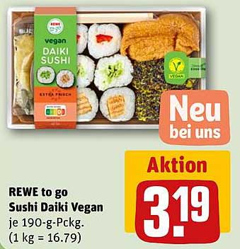 Rewe To Go Sushi Daiki Vegan Angebot bei REWE Kaufpark
