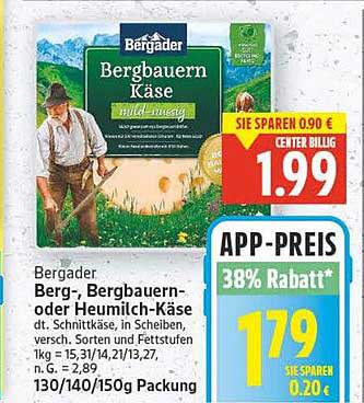 Bergbauer Käse - Mild-Nussig Von Bergader Angebot bei E-Center ...