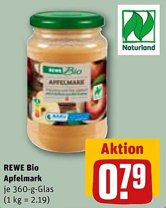 Rewe Bio Apfelmark Je 360-G-Glas Angebot bei REWE Center - ProspektGuru.de