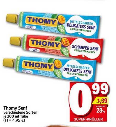 Thomy Senf Verschiedene Sorten Je 200 Ml Tube Angebot bei Marktkauf