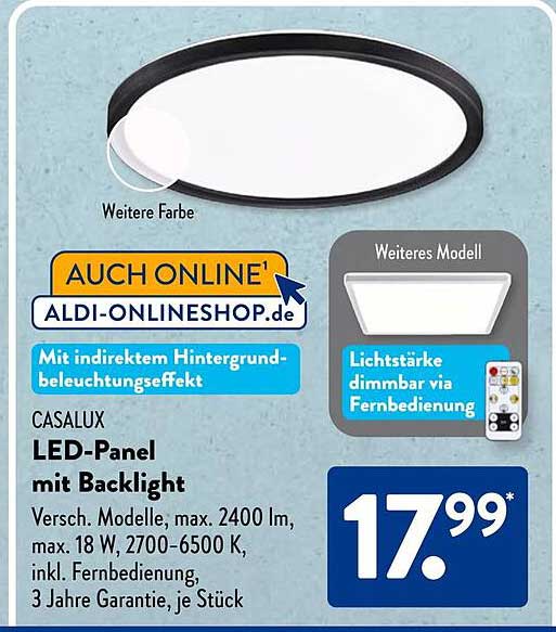 Casalux Led-Panel Mit Backlight Angebot bei Aldi Süd
